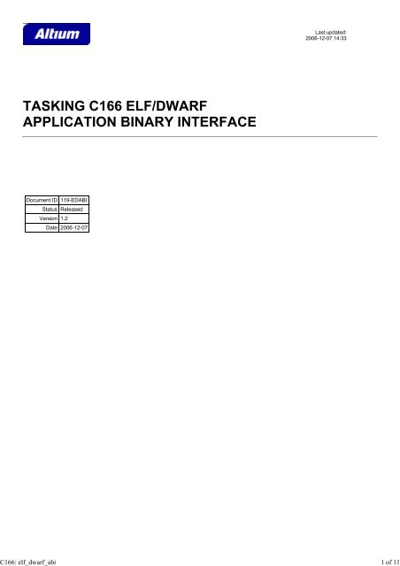 C166: elf_dwarf_abi - Tasking