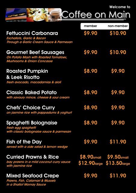 Coffee Shop Table Menu.pub - Easts Leagues Club