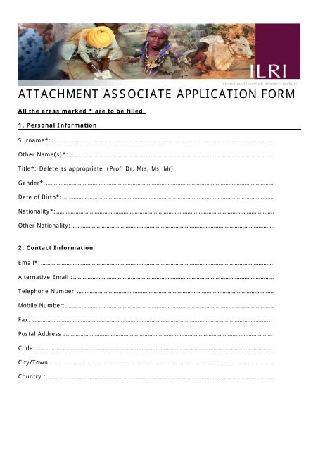 ATTACHMENT ASSOCIATE APPLICATION FORM
