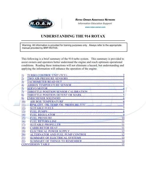 UNDERSTANDING THE 914 ROTAX - Rotax-Owner.com