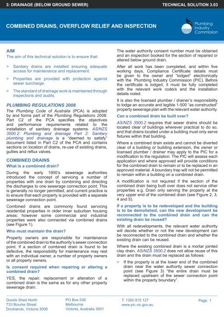 3.03 Combined drains, overflow relief and inspection - Plumbing ...