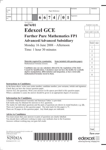 Question Paper - Edexcel