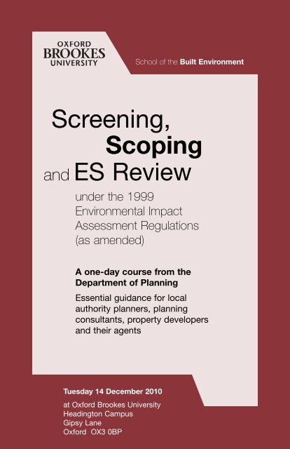 screening, scoping - Department of Planning - Oxford Brookes ...