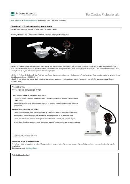 FemoStop™ II Plus Compression Assist Device Proven, Hands-Free ...