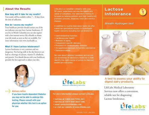 Lactose Intolerance Test - Lifelabs