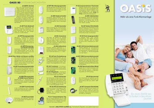 OASiS 80 SYSTEMKOMPONENTEN Mehr als eine Funk - Jablotron