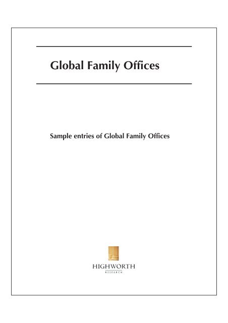 Sample Profiles for Global Family Offices - Highworth Research