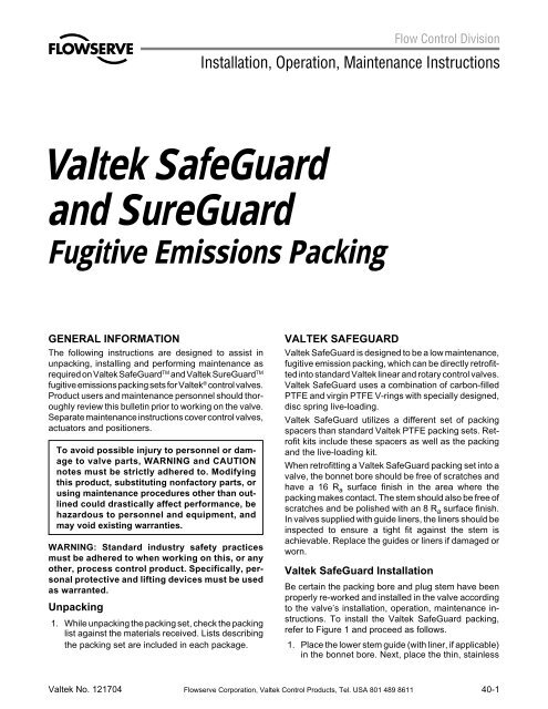 Valtek SafeGuard and SureGuard - Flowserve Corporation