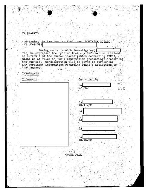 Funzi Tieri FBI Files Part 1 - Beyond Peradventure