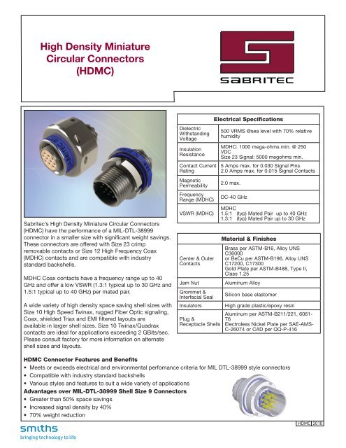 High Density Miniature Circular Connectors (HDMC) - Sabritec