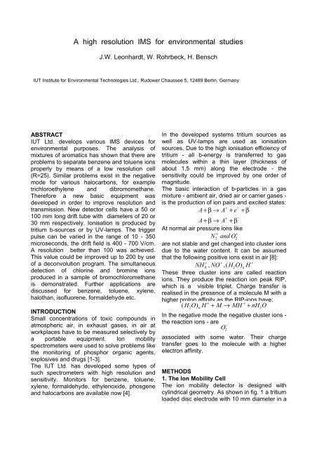 A high resolution IMS for environmental studies - Iut-berlin.info
