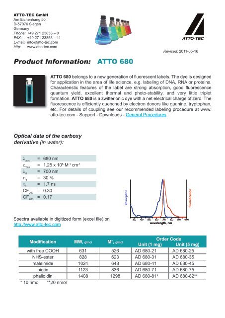 Product Information: ATTO 680