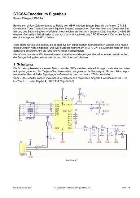 CTCSS-Encoder im Eigenbau - HB9F