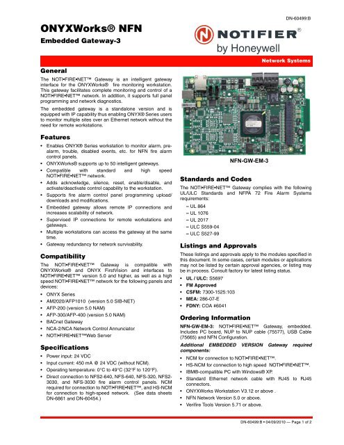 ONYXWorksÂ® NFN - Notifier