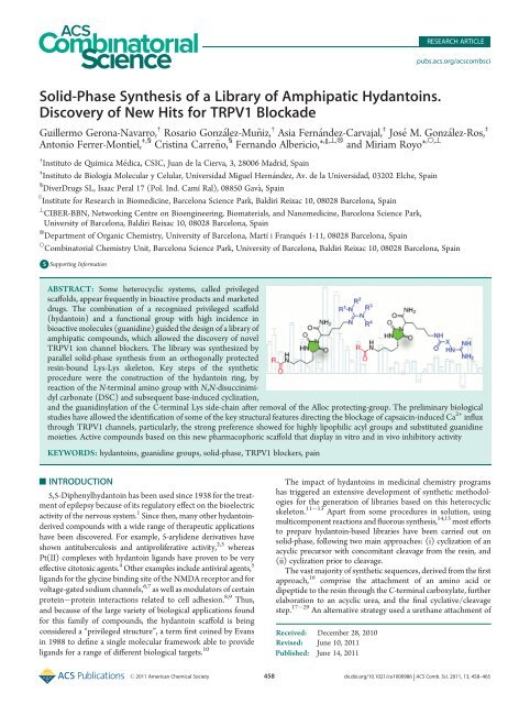 Solid-Phase Synthesis of a Library of Amphipatic Hydantoins ...