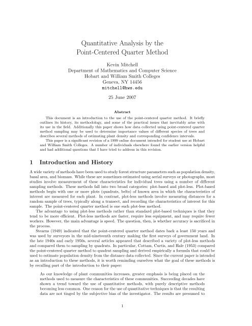 Quantitative Analysis by the Point-Centered Quarter Method