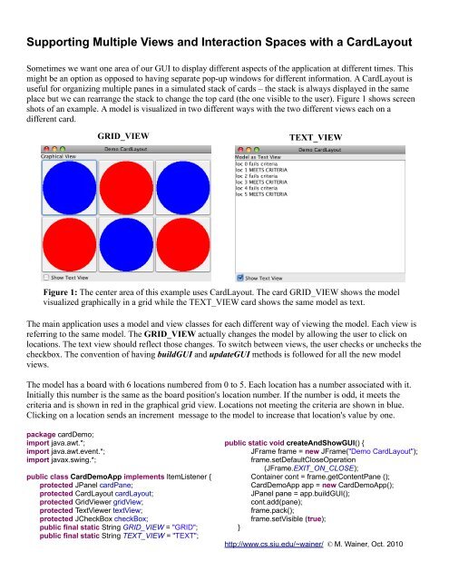 Supporting Multiple Views and Interaction Spaces with a CardLayout