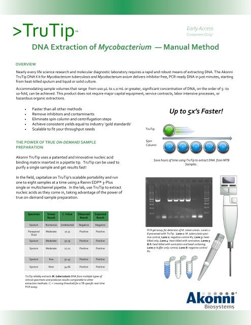 TruTip DNA Kit for MTB Datasheet - Akonni Biosystems