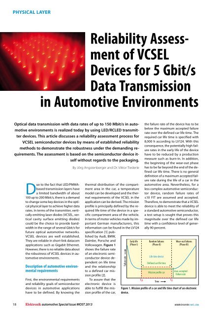 Reliability Assess- ment of VCSEL Devices for 5 Gbit/s Data ...