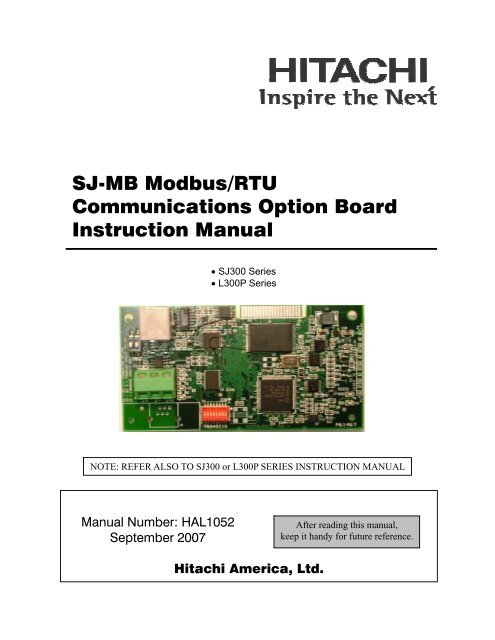 SJ-MB Modbus/RTU Communications Option Board Instruction ...