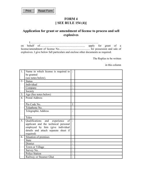 Application for grant or amendment of license to process and sell ...