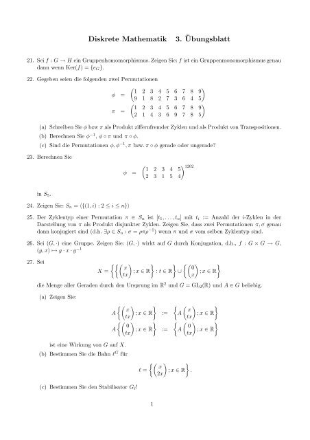Diskrete Mathematik 3. ¨Ubungsblatt