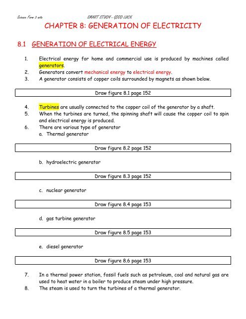 CHAPTER 8: GENERATION OF ELECTRICITY