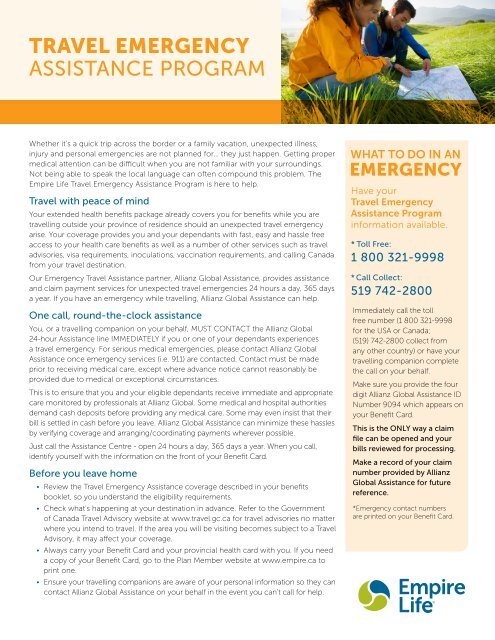 TRAVEL EMERGENCY ASSISTANCE PROGRAM - Empire Life