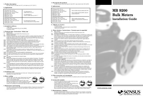 MB 9200 Bulk Meters Installation Guide - Meinecke Meters