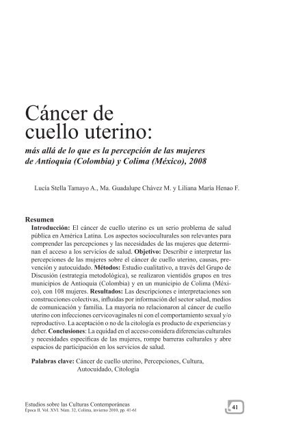 CÃ¡ncer de cuello uterino: - Estudios sobre las Culturas ...