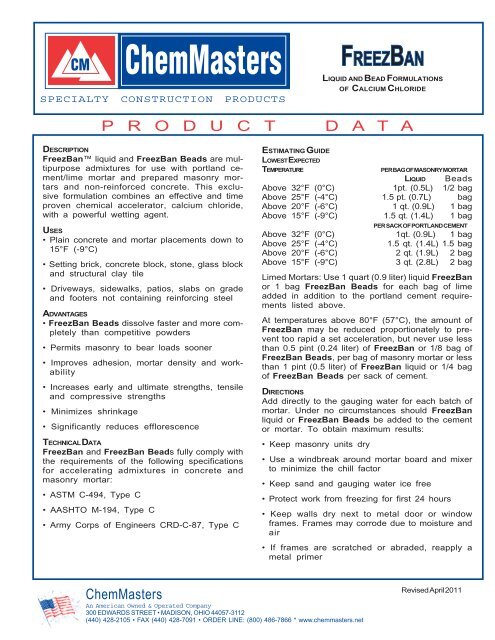 FreezBan April 11 - ChemMasters