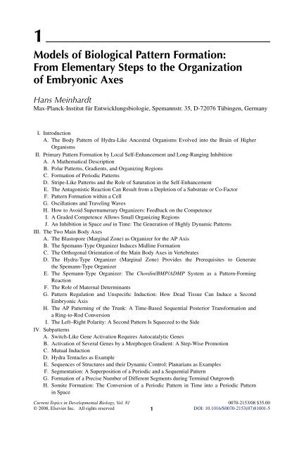 Models of Biological Pattern Formation: From ... - Course Websites