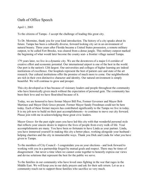 Oath of Office Speech - Archive of Women's Political Communication