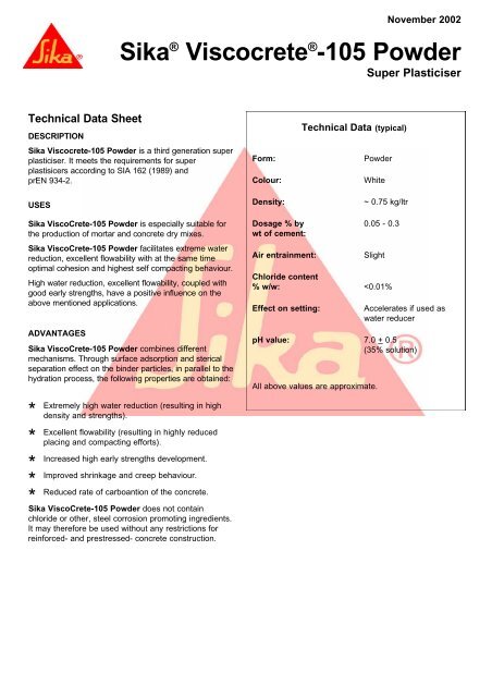 Sika Viscocrete 105 Powder 2.qxd - Curtis Enterprises