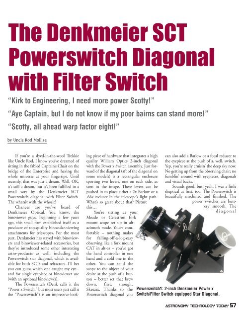 The Denkmeier SCT Powerswitch Diagonal with Filter Switch
