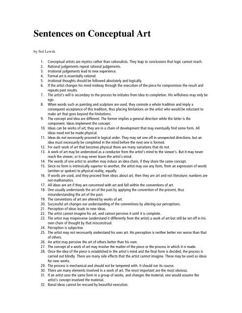 Sentences on Conceptual Art
