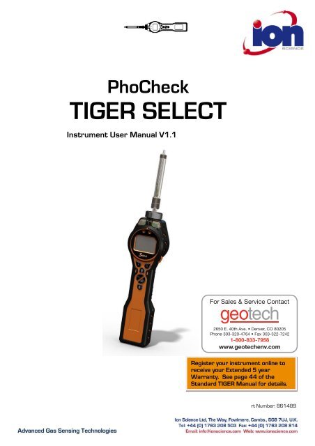 PhoCheck Tiger Select Instrument User Manual V1.1 - Geotech