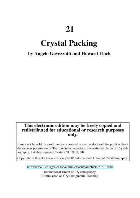21 Crystal Packing - International Union of Crystallography