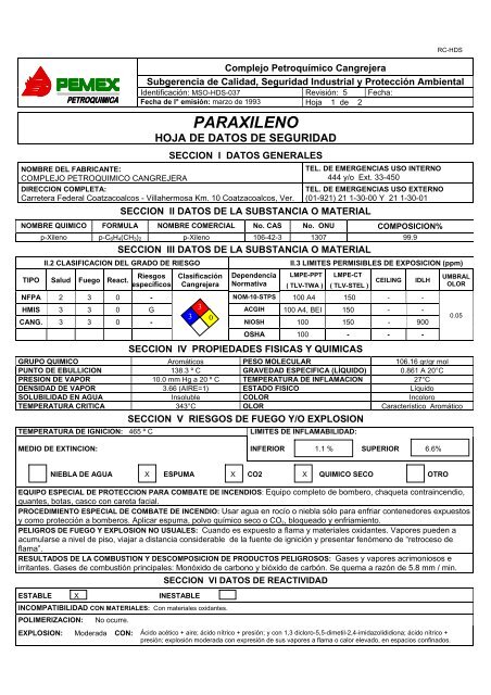 PARAXILENO - Pemex PetroquÃ­mica
