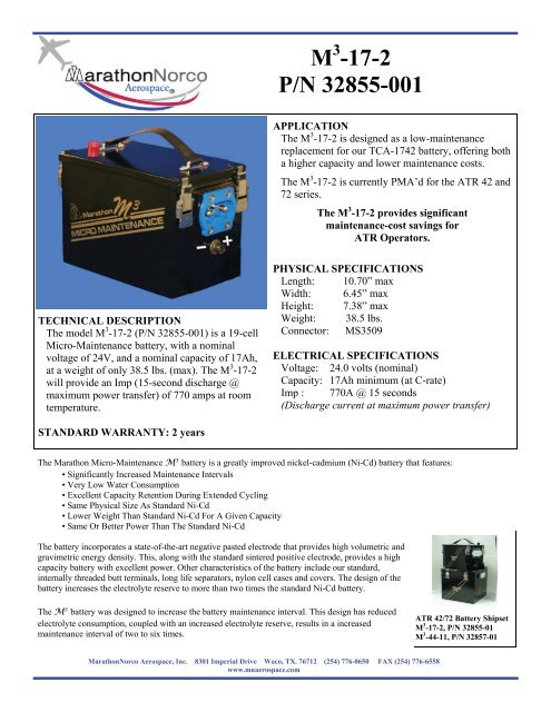 View A Detailed Data Sheet - MarathonNorco Aerospace