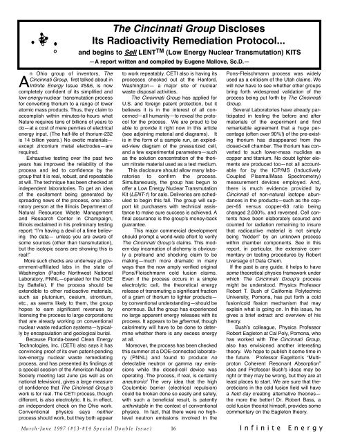 The Cincinnati Group - Infinite Energy Magazine
