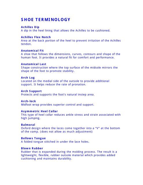 Shoe Terminology - Canadian Footwear