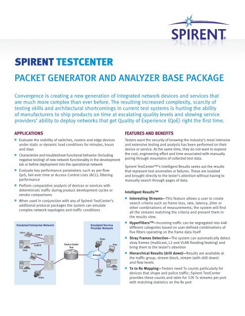 Spirent TestCenter Packet Generator Analyzer Base Package