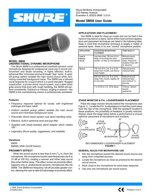 Model SM58 User Guide