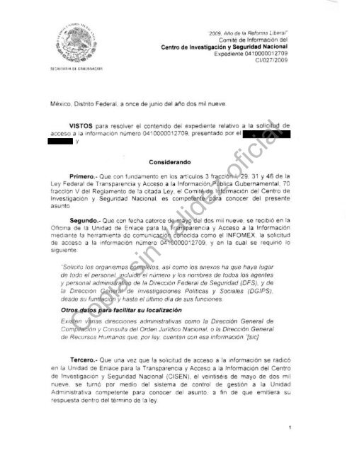 Copia sin validez oficial - Cisen