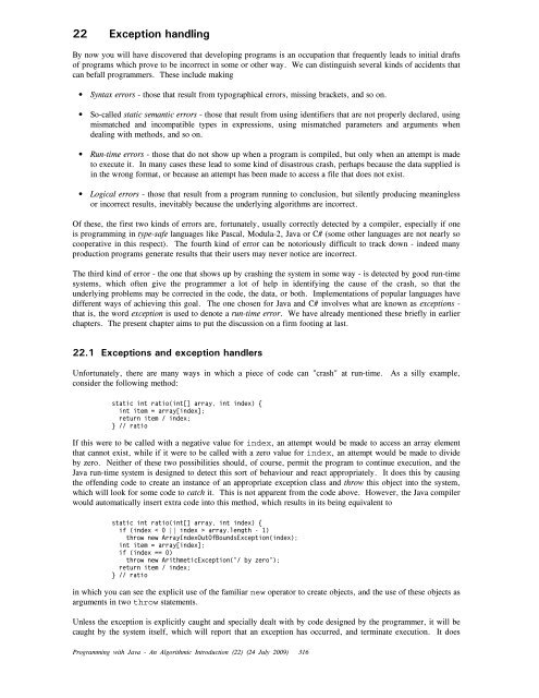 22 Exception handling