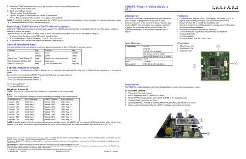VDMP3 Plug-In Voice Module: Reference and Installation Manual