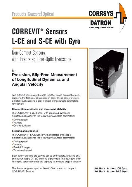 CORREVITÂ® Sensors L-CE and S-CE with Gyro - Corrsys-Datron
