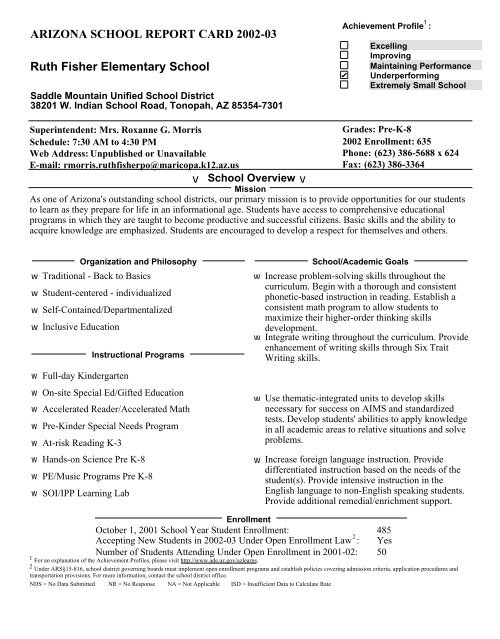 Ruth Fisher Elementary School - Arizona Department of Education
