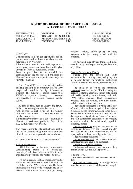 Re-commissioning of a VAV system - Commissioning-hvac.org